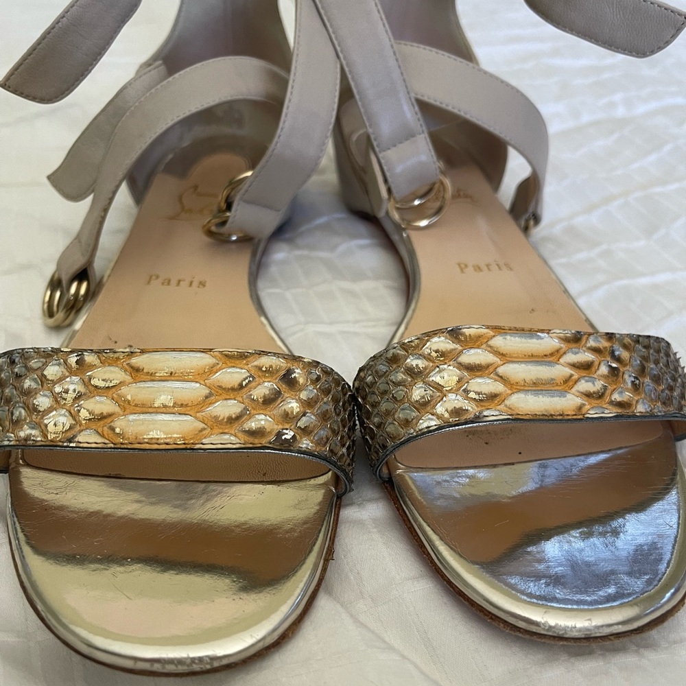 Christian Louboutin Metallic Snakeskin And Leather Sa… - Gem